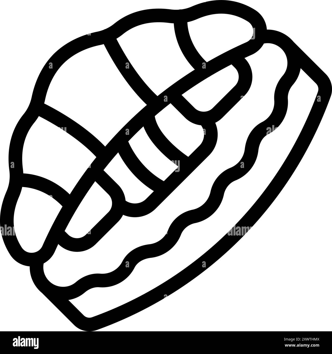Simple line drawing of a croissant with a sweet or savory filling Stock ...