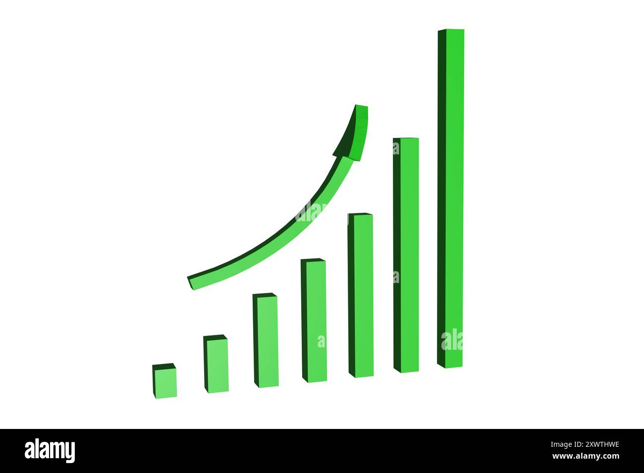Green Growing Bar Graph with Arrow over White Background Stock Photo ...