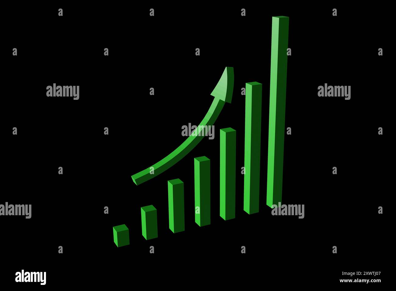 Green Growing Bar Graph with Arrow over Transparent Background Stock ...