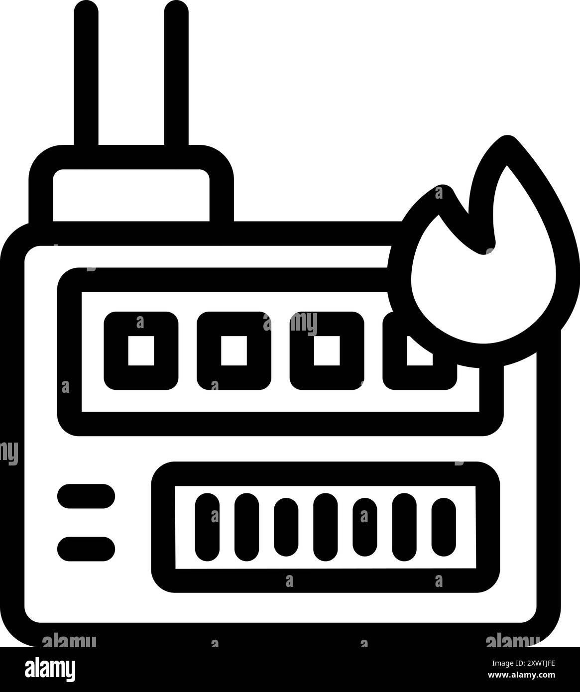 Network firewall is burning down, indicating a security breach Stock ...
