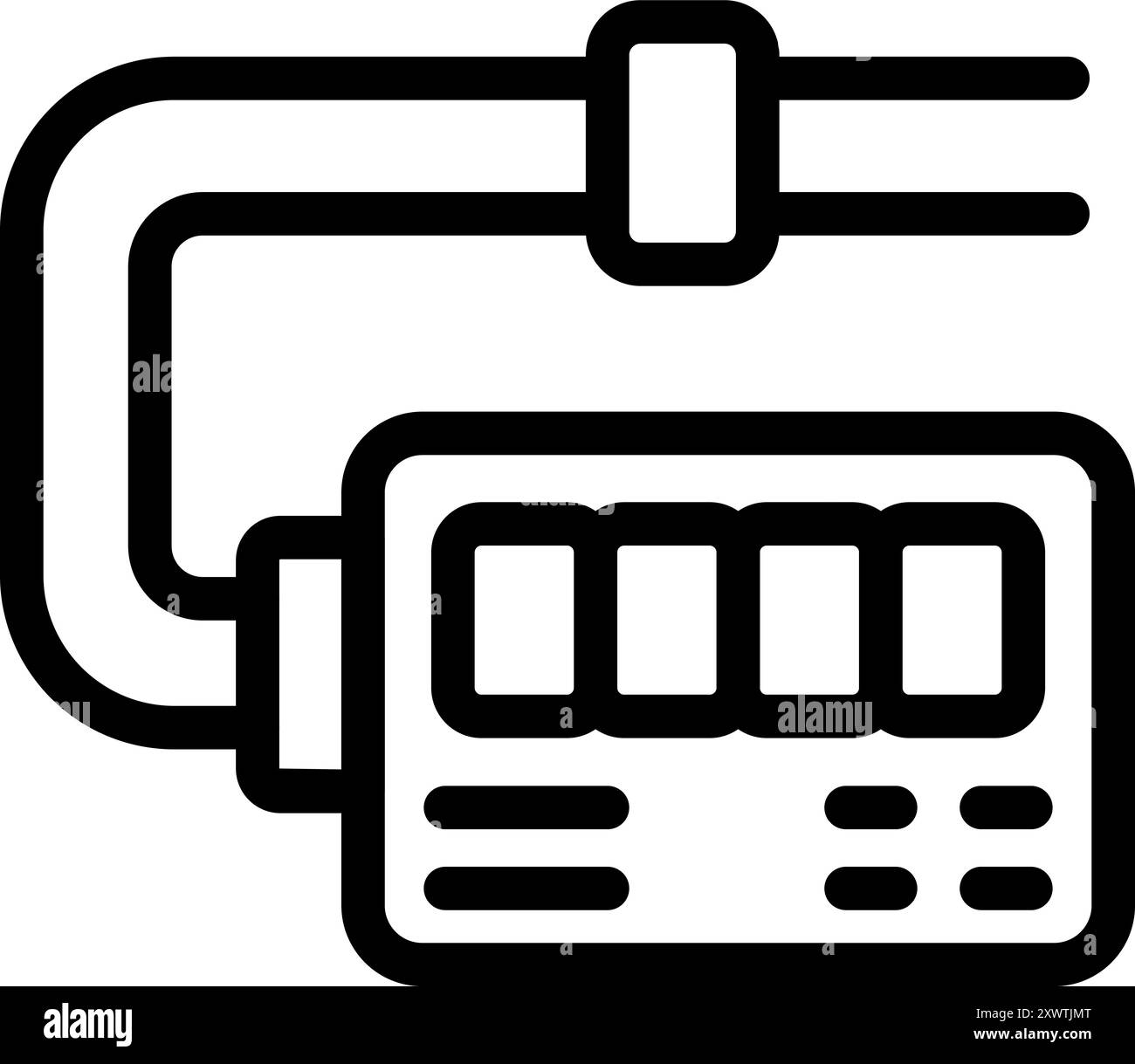 Line art icon of an electric meter measuring energy consumption, a ...