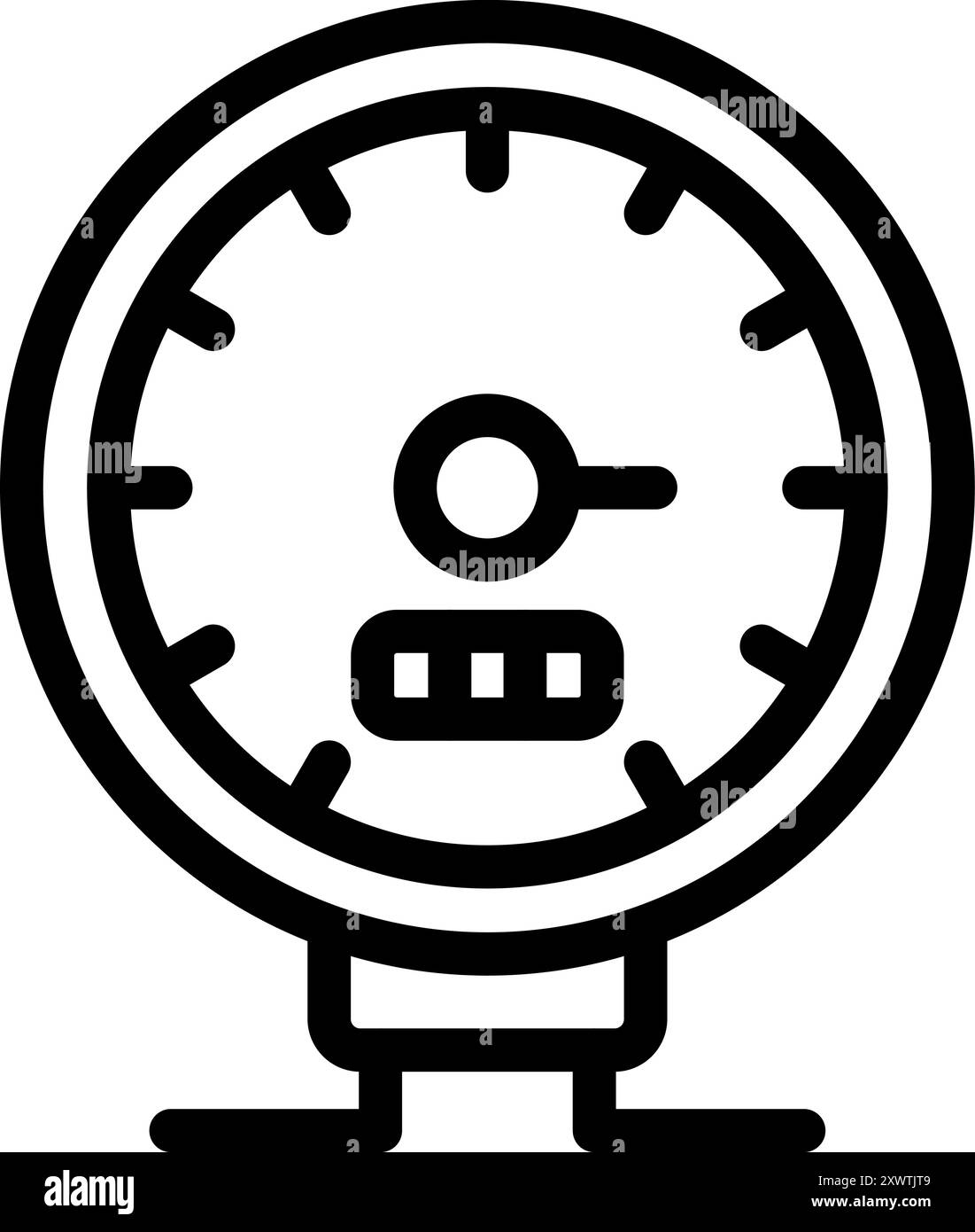 Simple, round speedometer with a needle pointing to the right ...