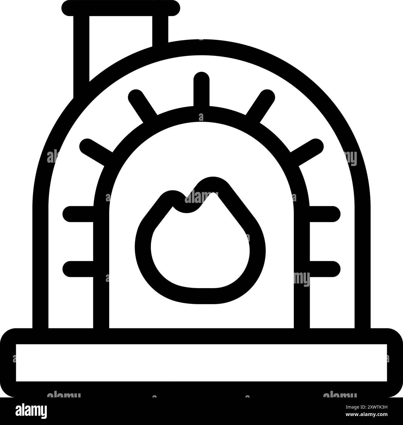 Traditional brick oven burning wood for baking pizza and creating delicious meals Stock Vector ...