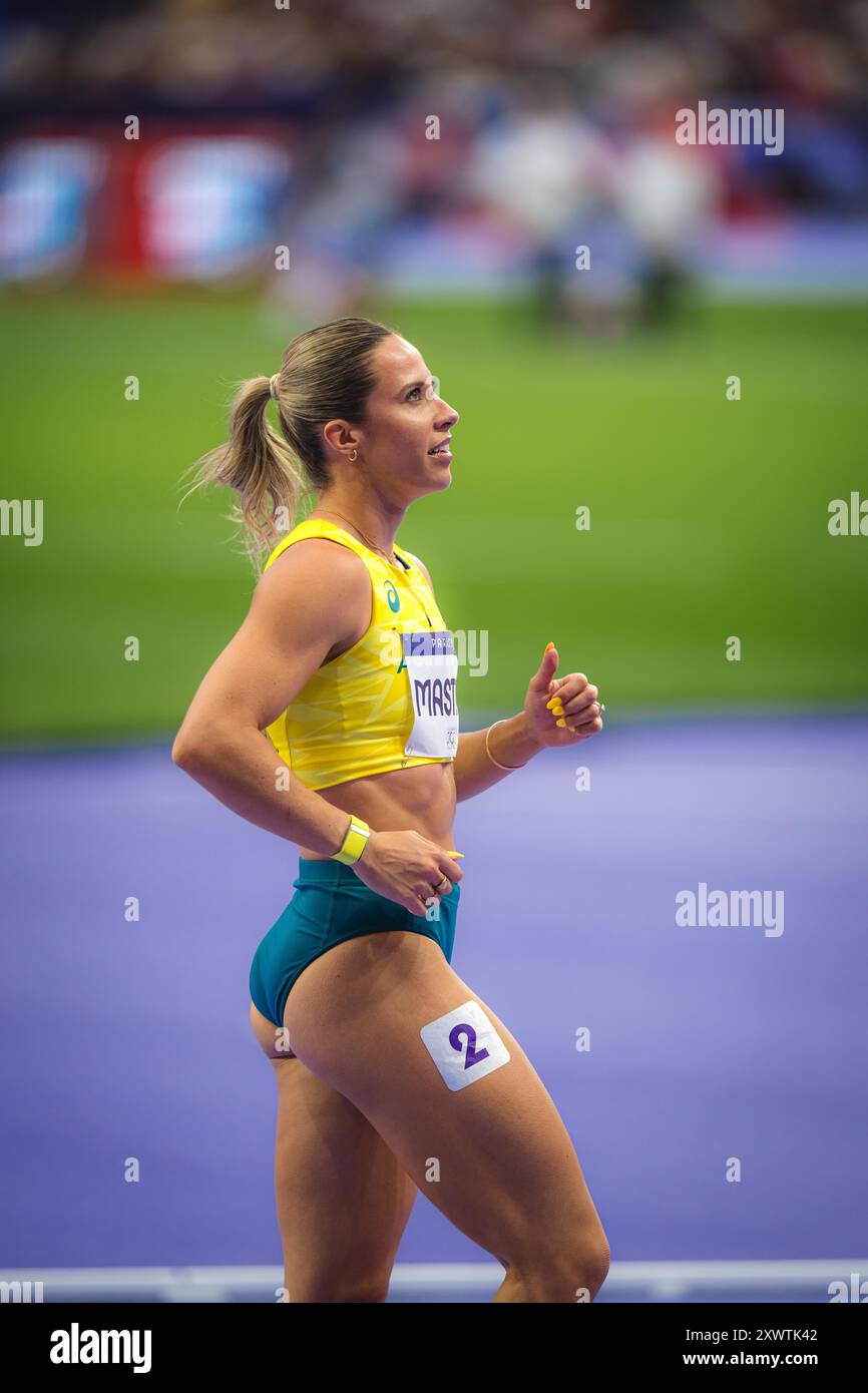 Bree Masters participating in the 100 meters at the Paris 2024 Olympic ...