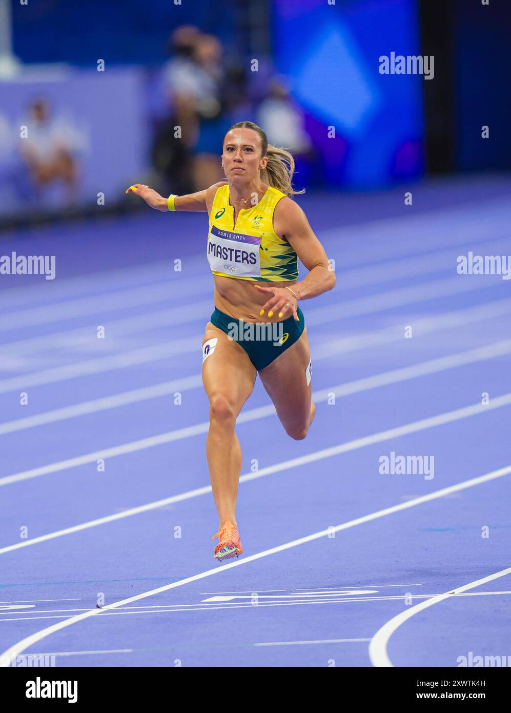Bree Masters participating in the 100 meters at the Paris 2024 Olympic ...