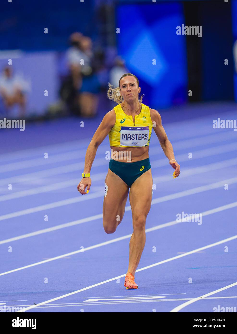 Bree Masters participating in the 100 meters at the Paris 2024 Olympic ...