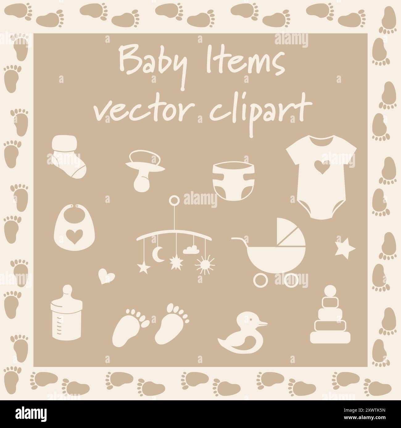 Infant baby items Vector clipart set, gender neutral newborn baby ...