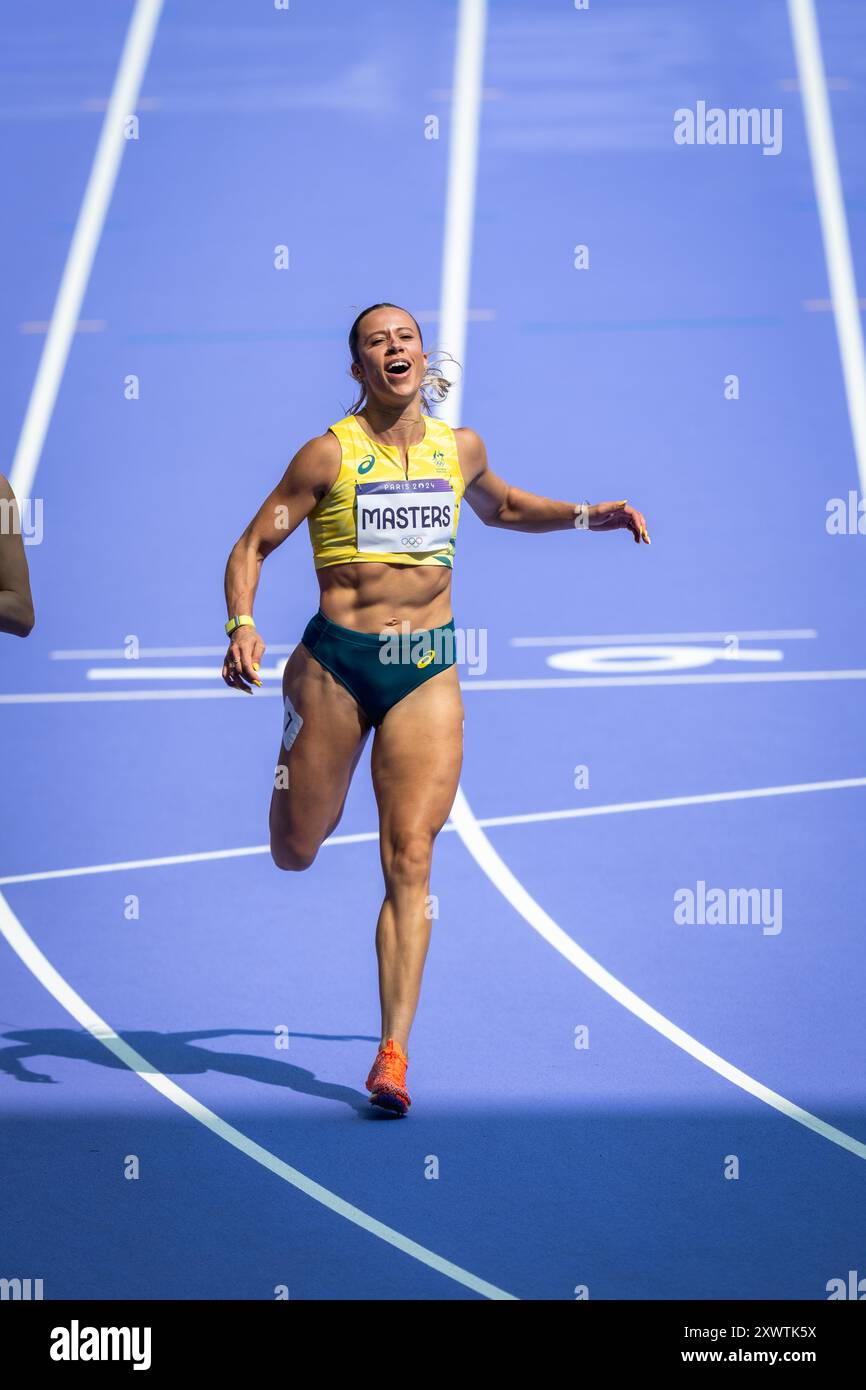 Bree Masters participating in the 100 meters at the Paris 2024 Olympic ...