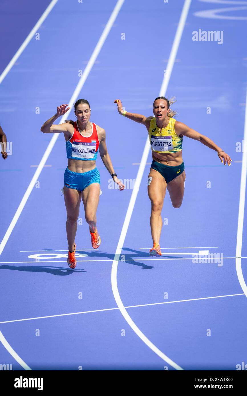 Bree Masters participating in the 100 meters at the Paris 2024 Olympic ...