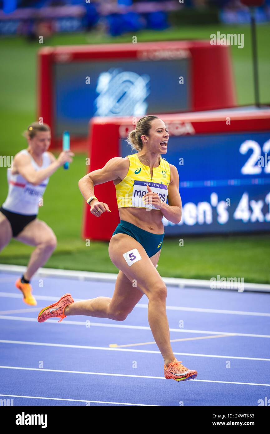 Bree Masters participating in the 100 meters at the Paris 2024 Olympic ...