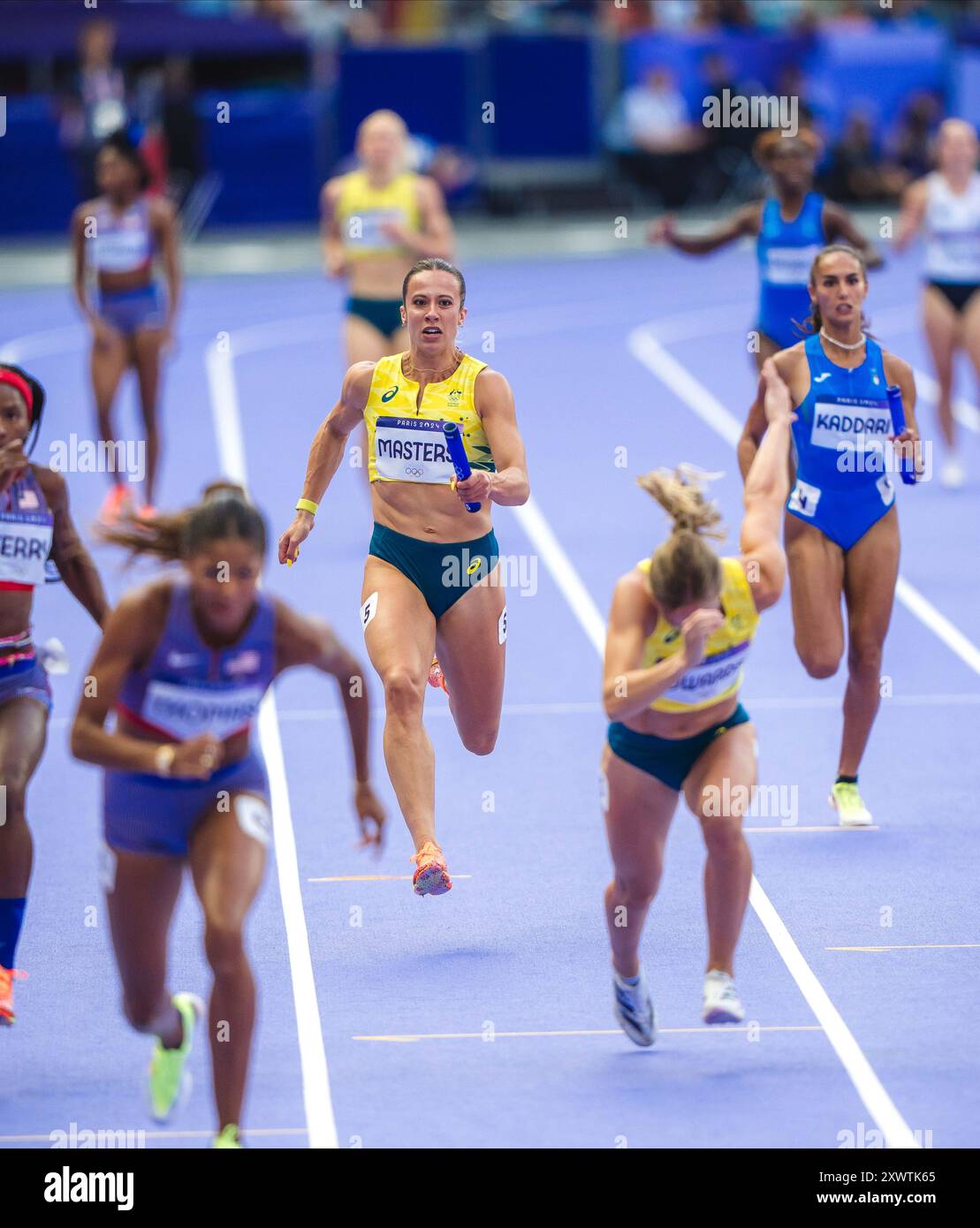 Bree Masters participating in the 100 meters at the Paris 2024 Olympic ...