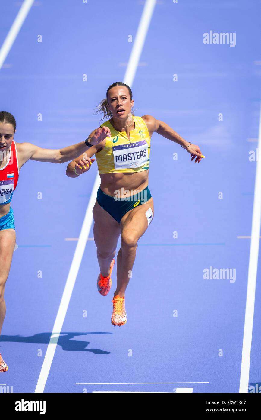Bree Masters participating in the 100 meters at the Paris 2024 Olympic ...