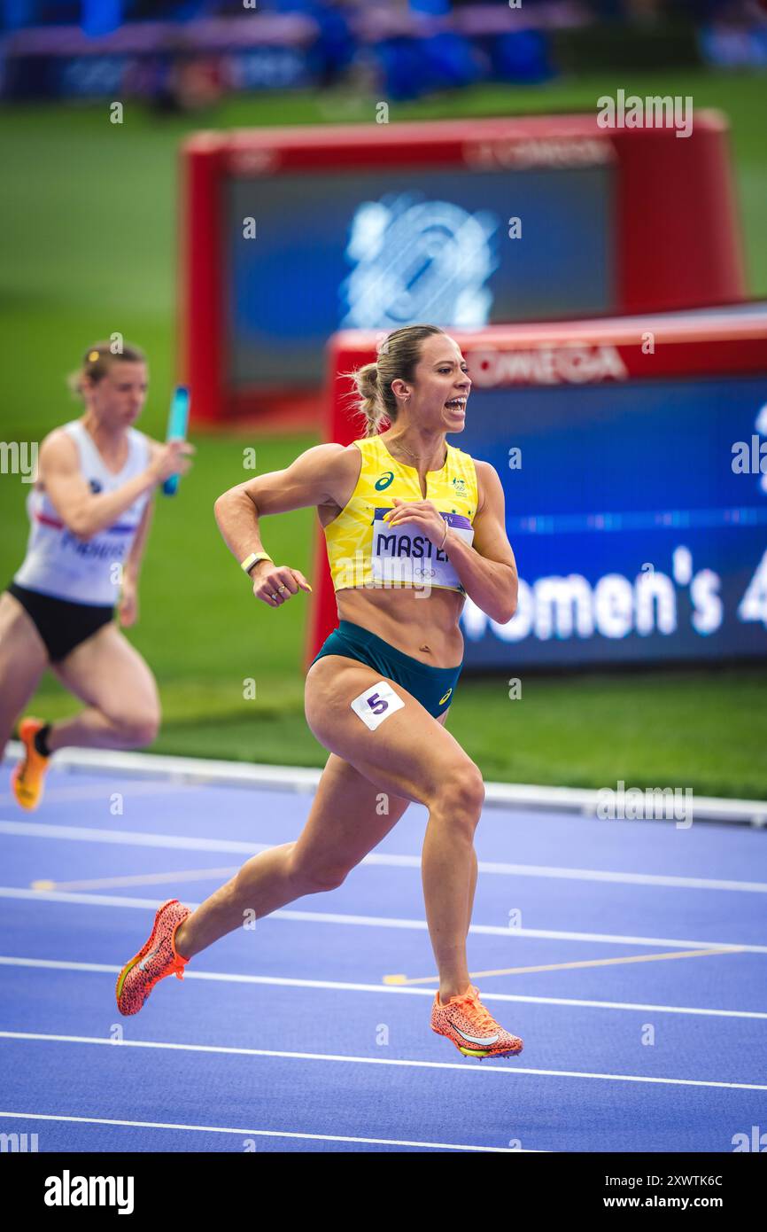 Bree Masters participating in the 100 meters at the Paris 2024 Olympic ...