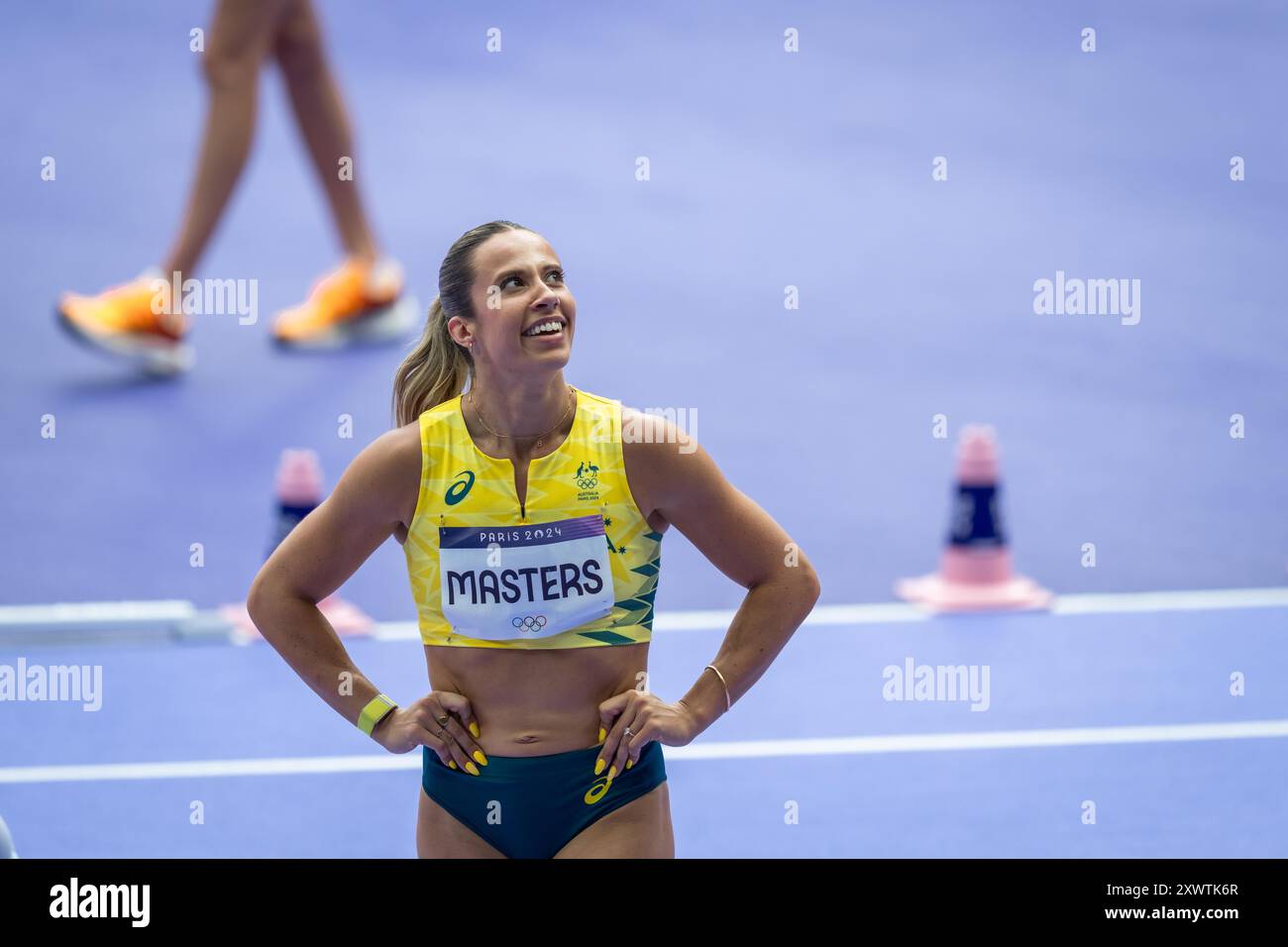 Bree Masters participating in the 100 meters at the Paris 2024 Olympic ...