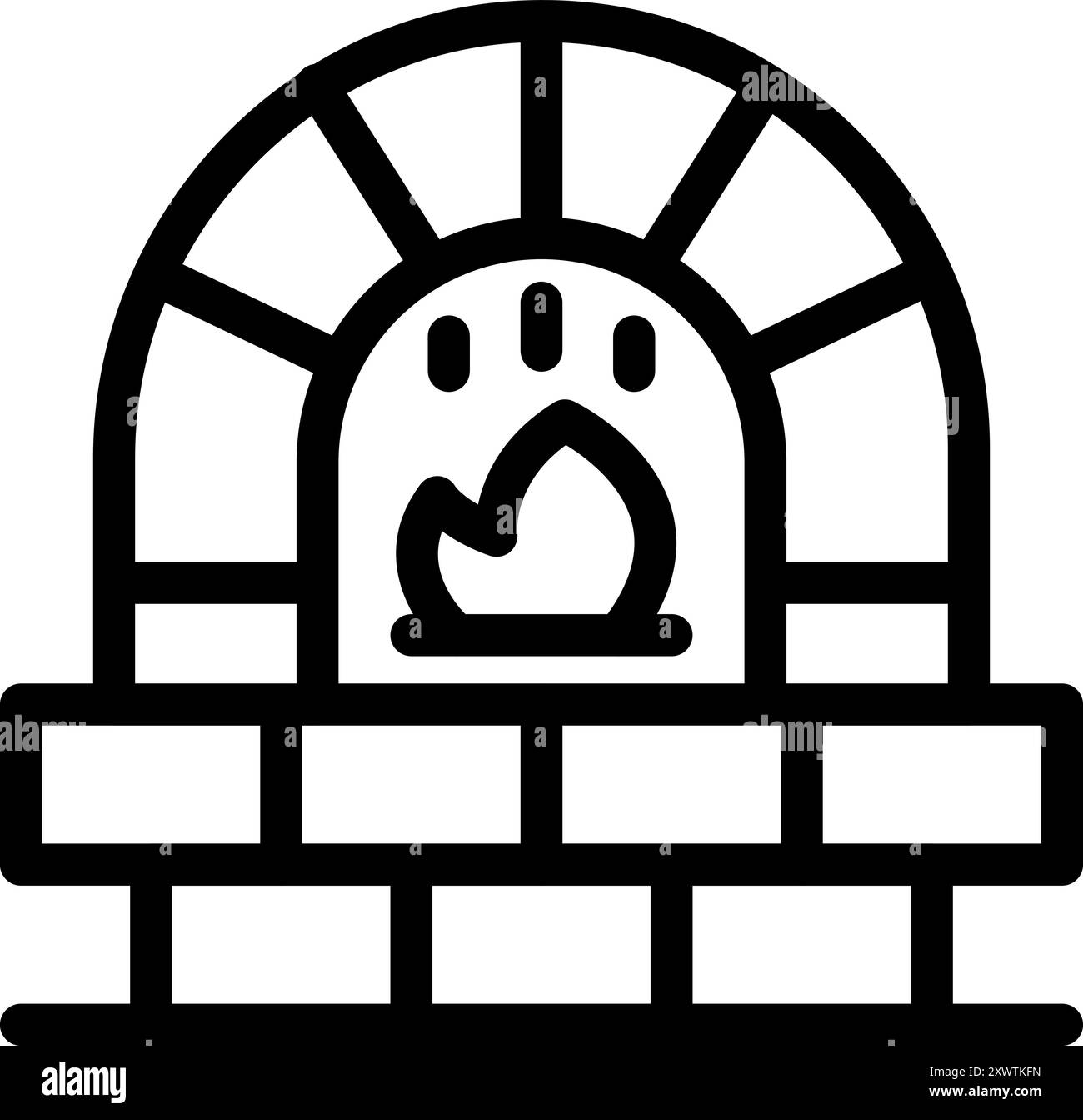 Traditional brick oven is burning wood to create a hot fire for baking ...