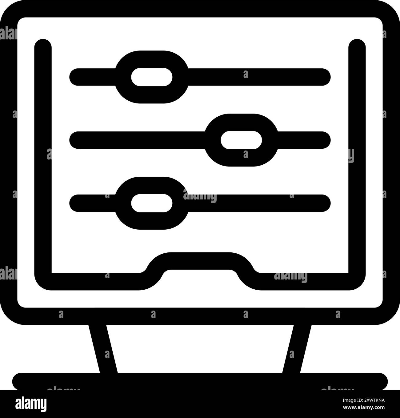 Simple icon of a computer monitor displaying an audio equalizer interface Stock Vector Image ...