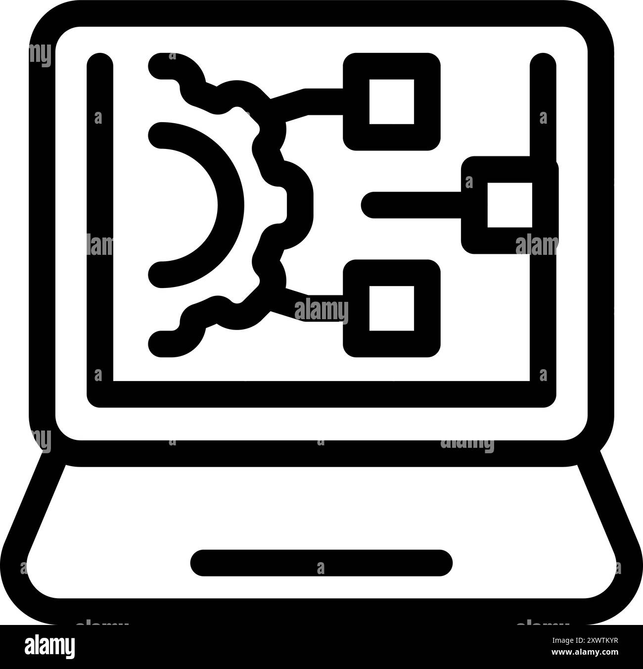Simple icon of a laptop displaying project management software, perfect ...