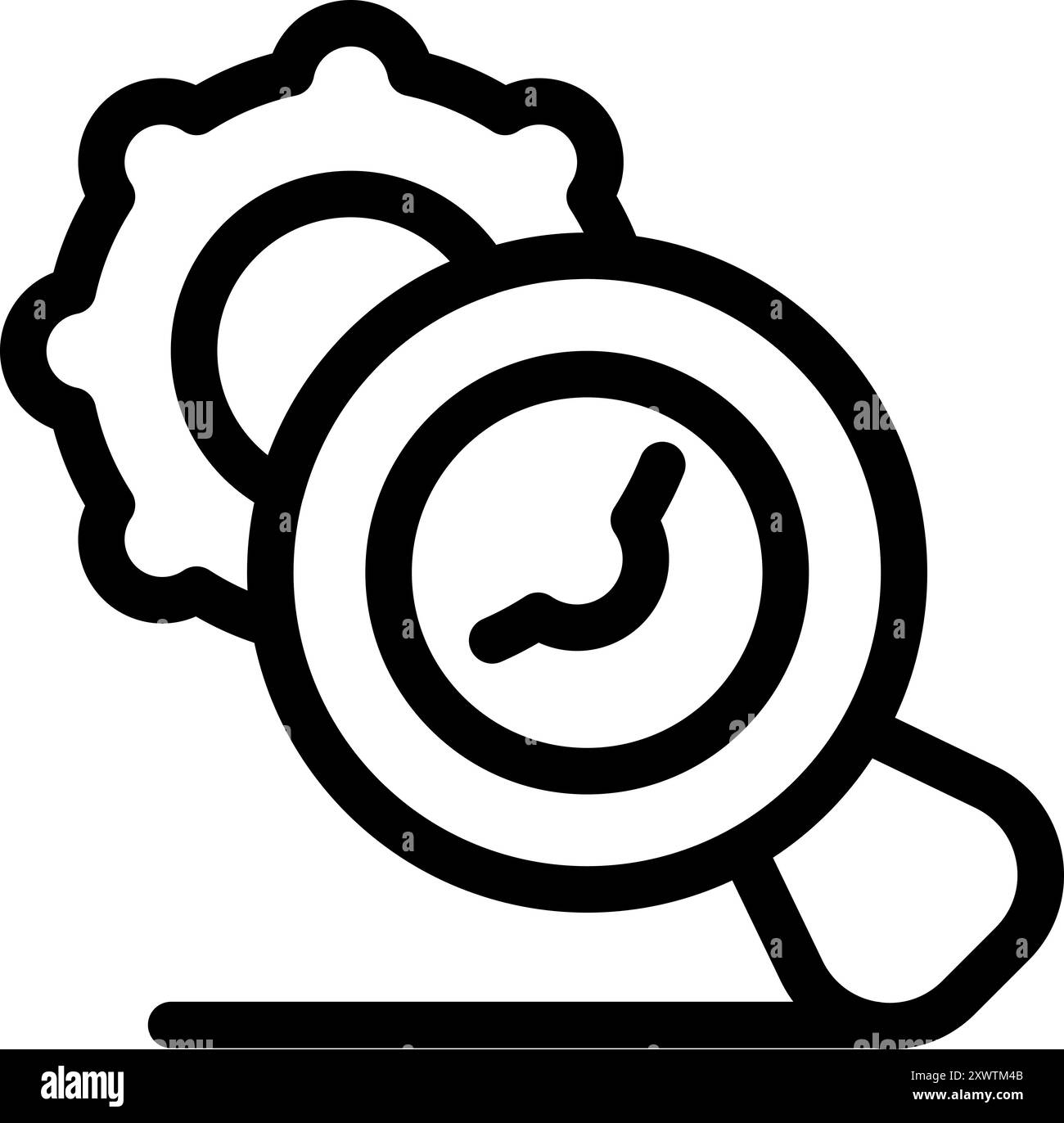 Black line magnifying glass clock Black and White Stock Photos & Images ...