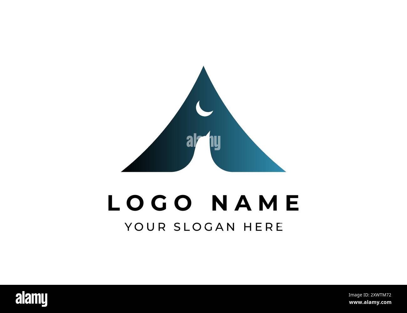 Logo crow and camping tent with moon at night, logo advanture, camping ...