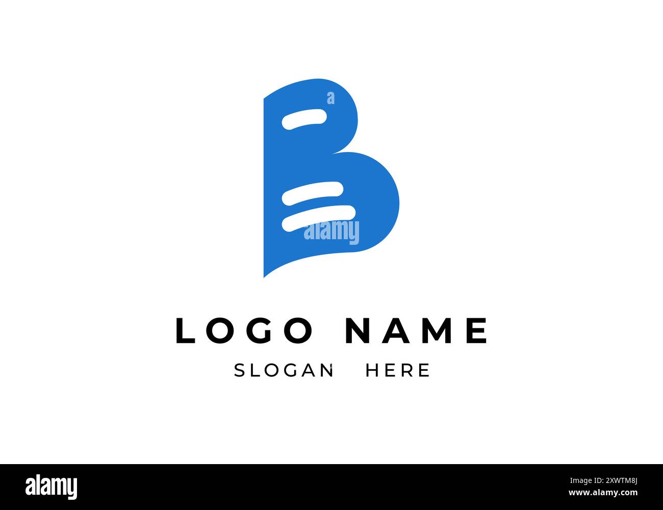 Logo Letter B and Paper with text line, Library Logo, Simple and Modern ...