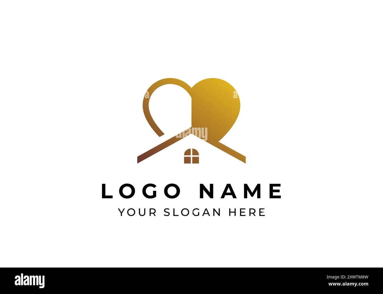 Logo Home and Love with luxury gold color, Real estate, Building and ...