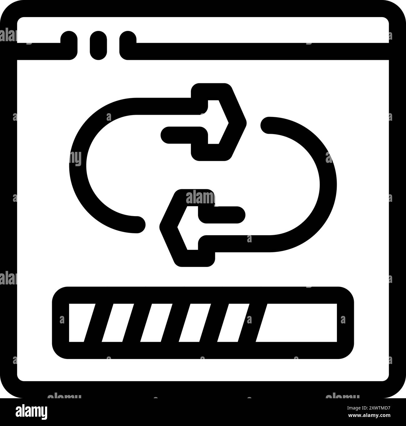 Simple icon depicting a website transferring data with a progress bar ...