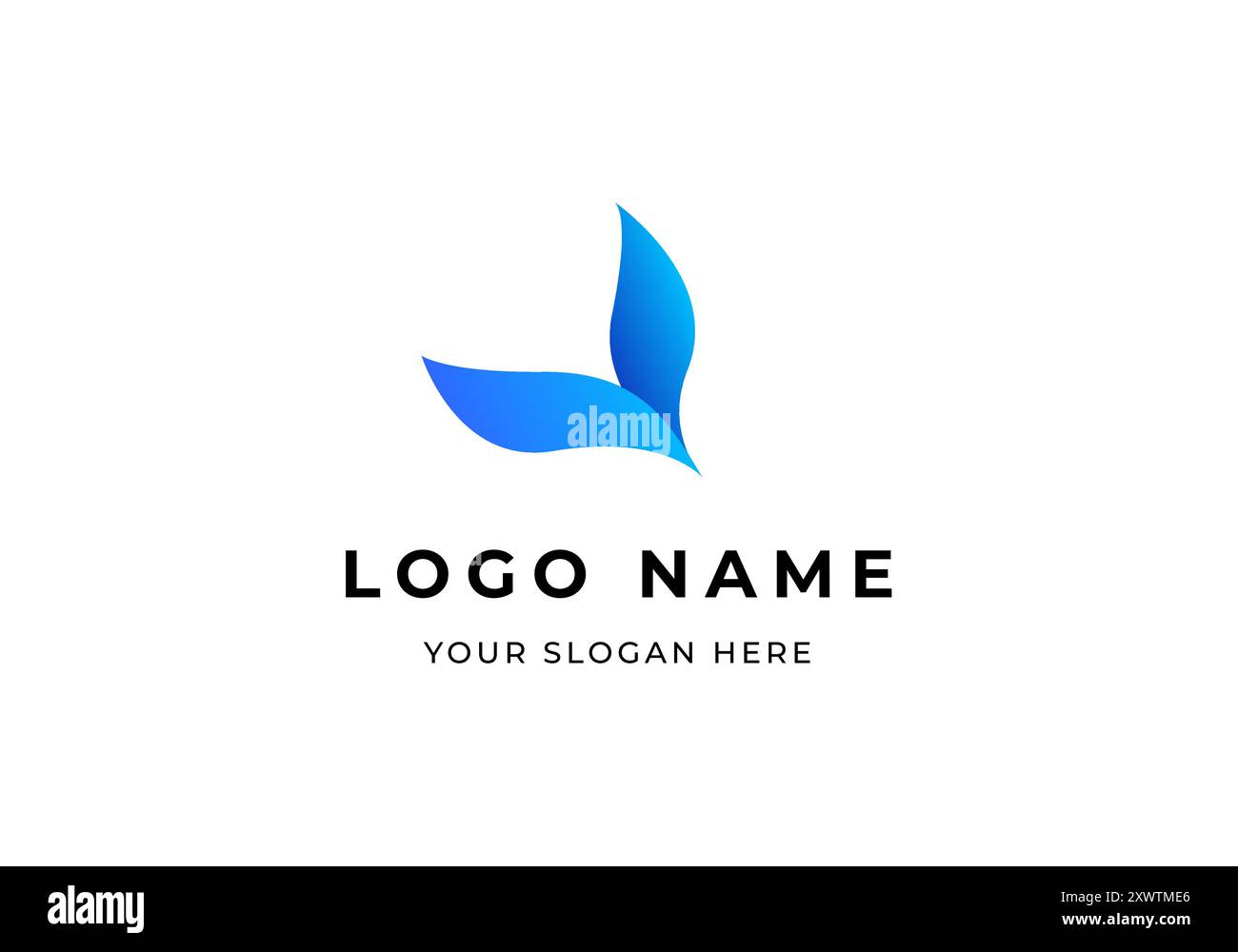 Logo Abstract Bird fly down, Logo whale tail. Modern, Minimalsit ...