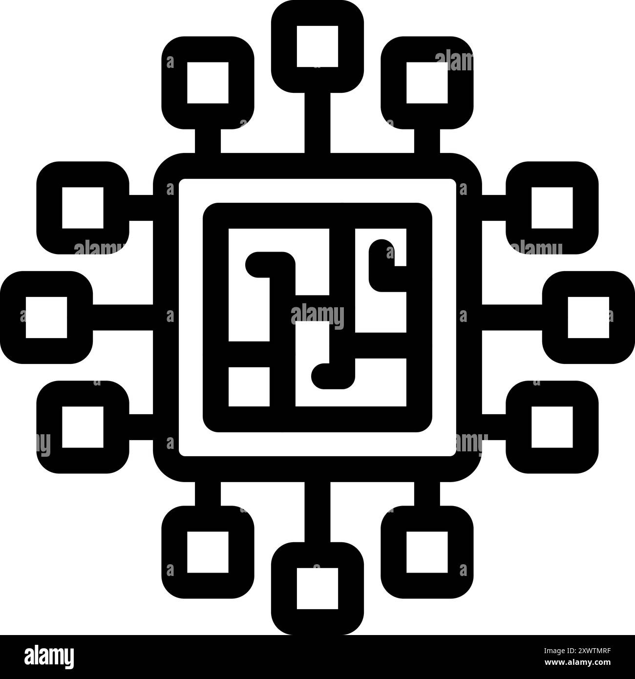 Electronic microchip icon representing the semiconductor manufacturing ...
