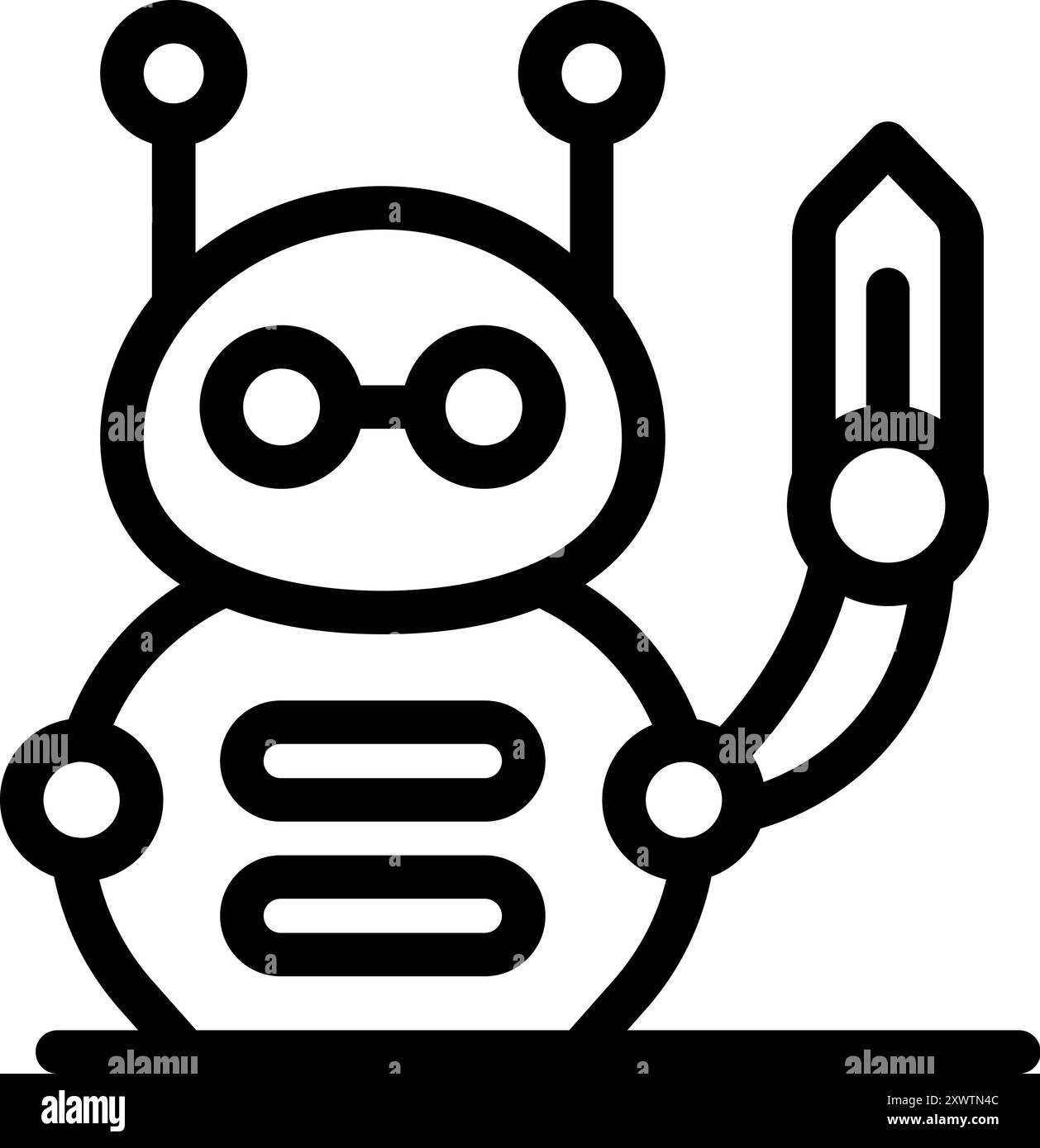Simple cartoon robot holding a pen, perfect for representing ai content ...