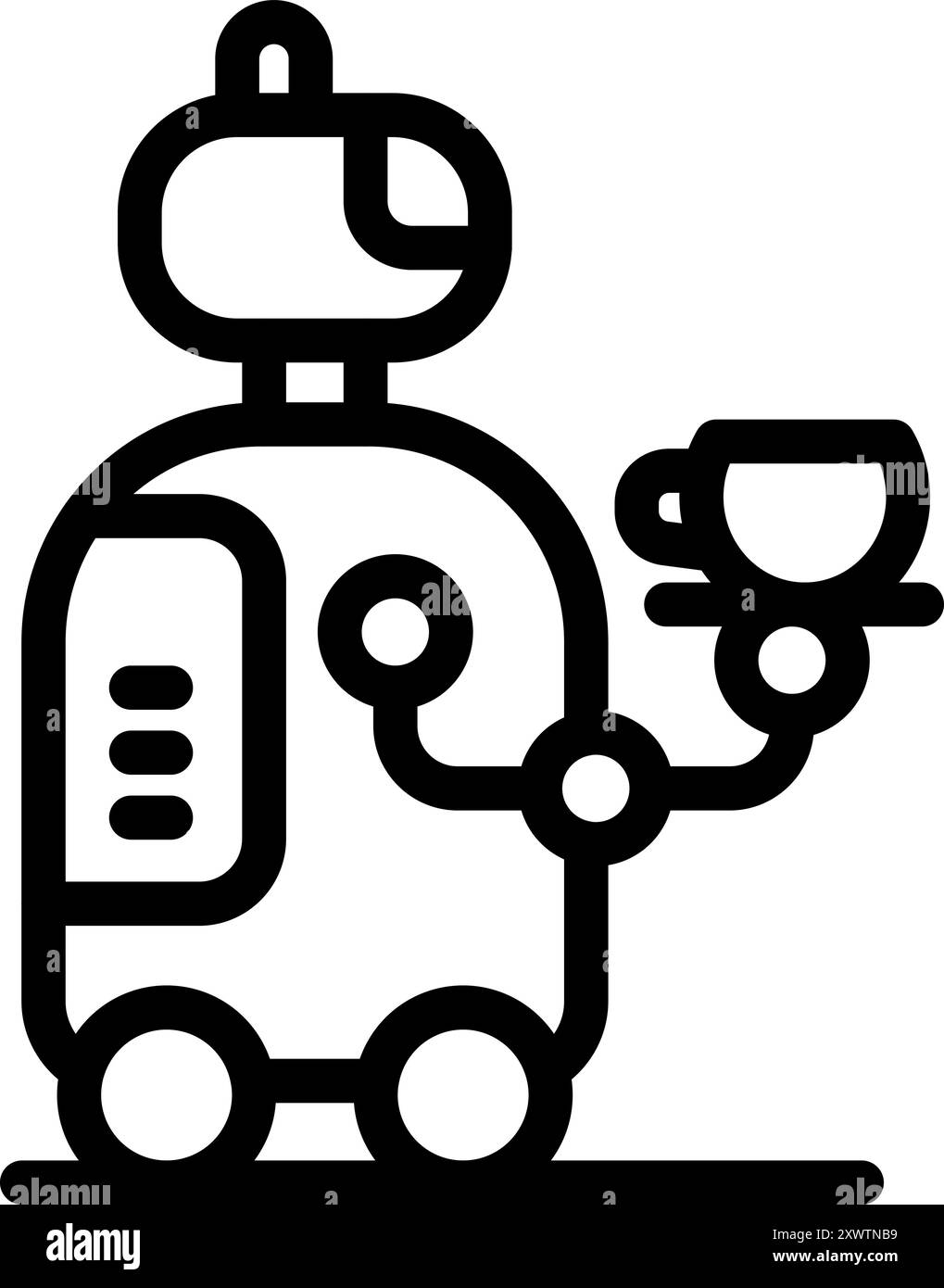 Modern robot serving coffee using tray, futuristic cafe concept line ...