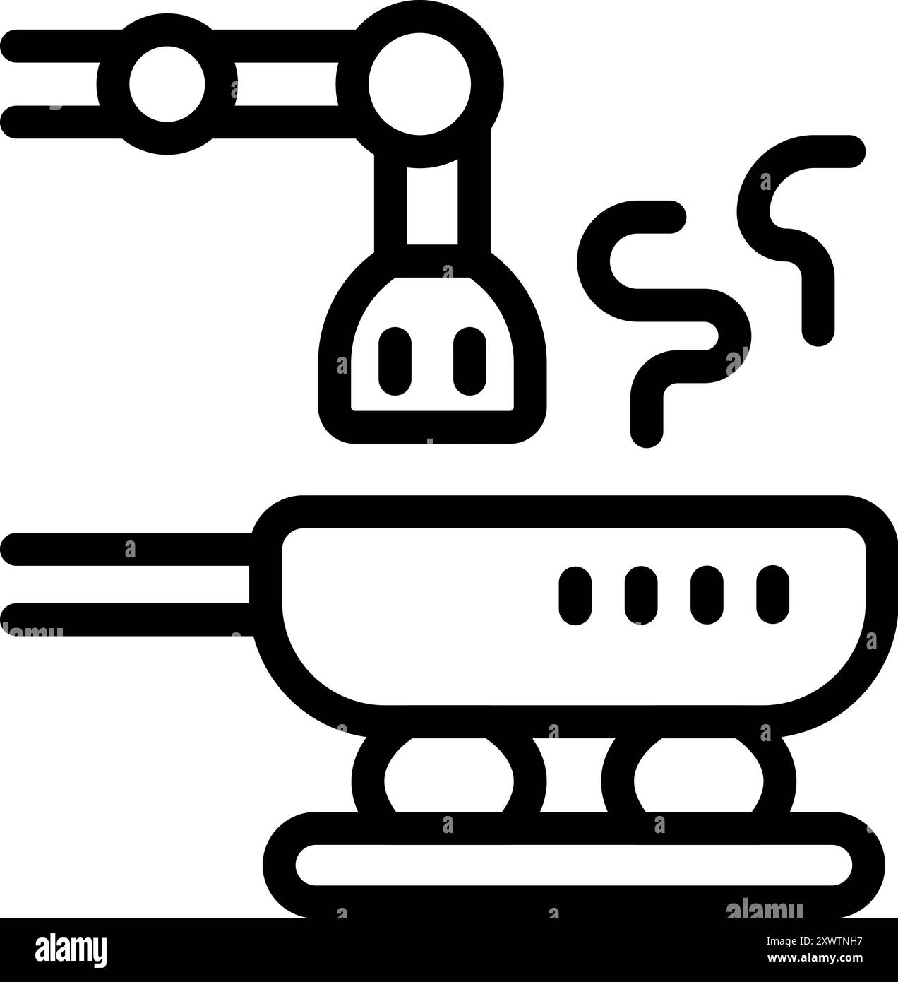 Robotic arm is cooking food in a pan, representing the future of ...