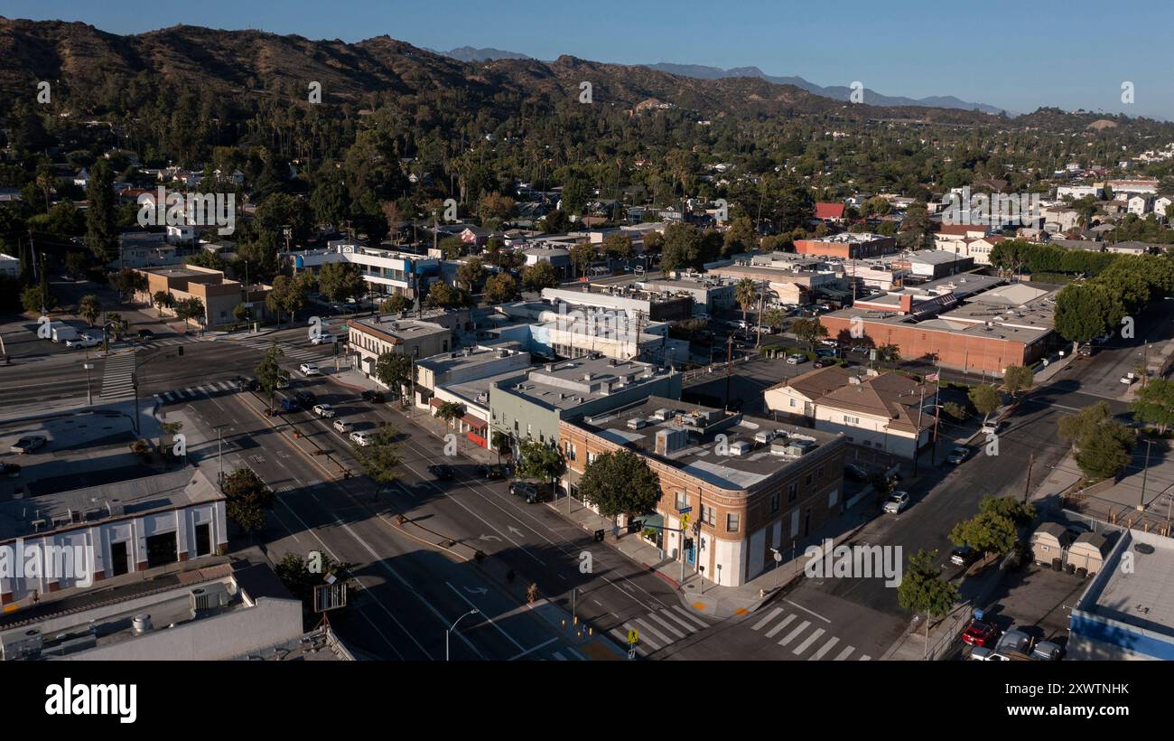 Los Angeles, California, USA - August 18, 2024: Late afternoon sunlight ...