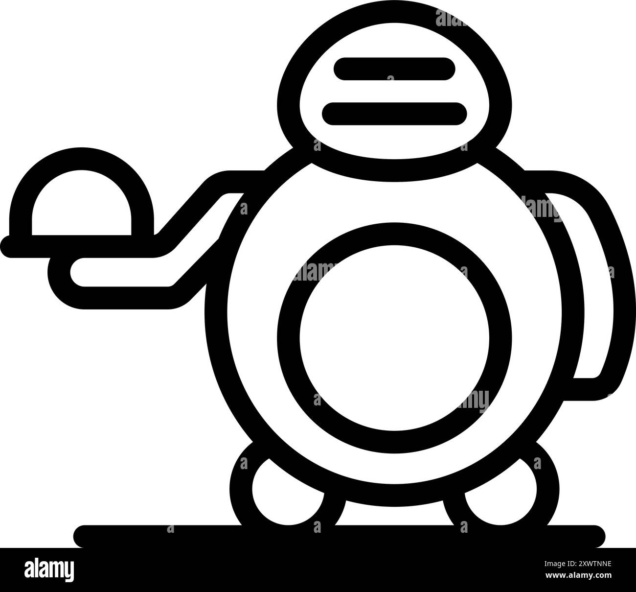 Simple line icon of a robot holding a tray with food, representing ...