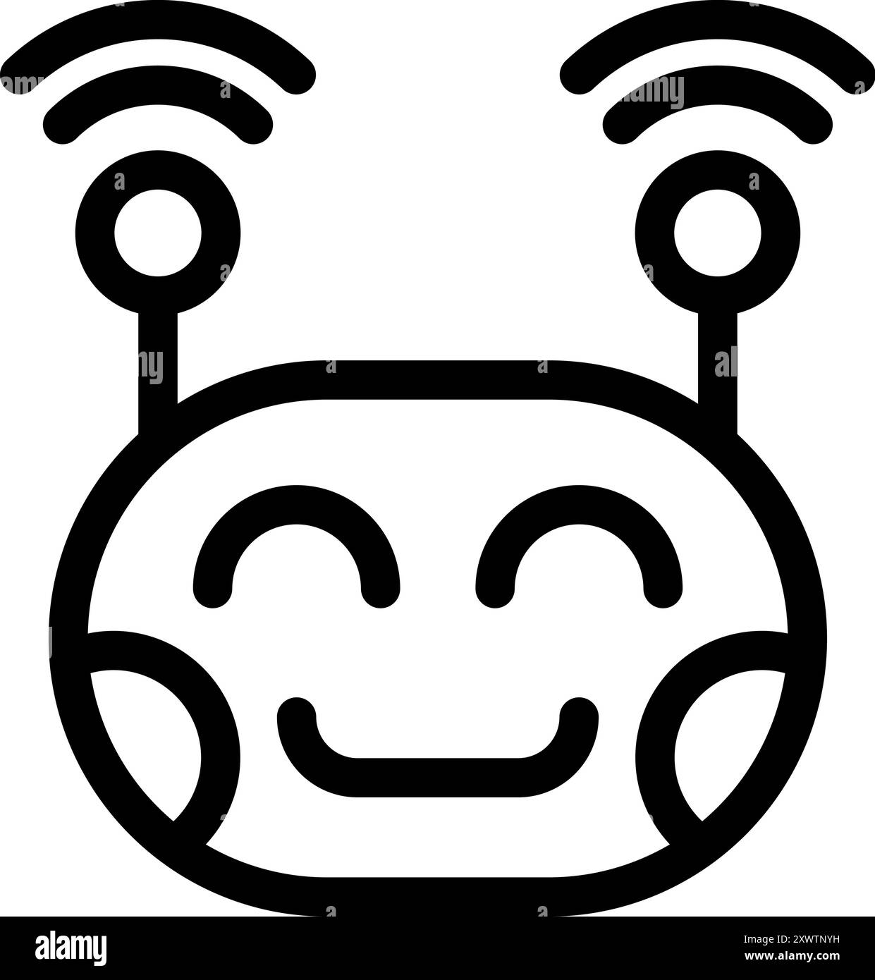 Cartoon robot is transmitting data using its wireless antennas Stock ...