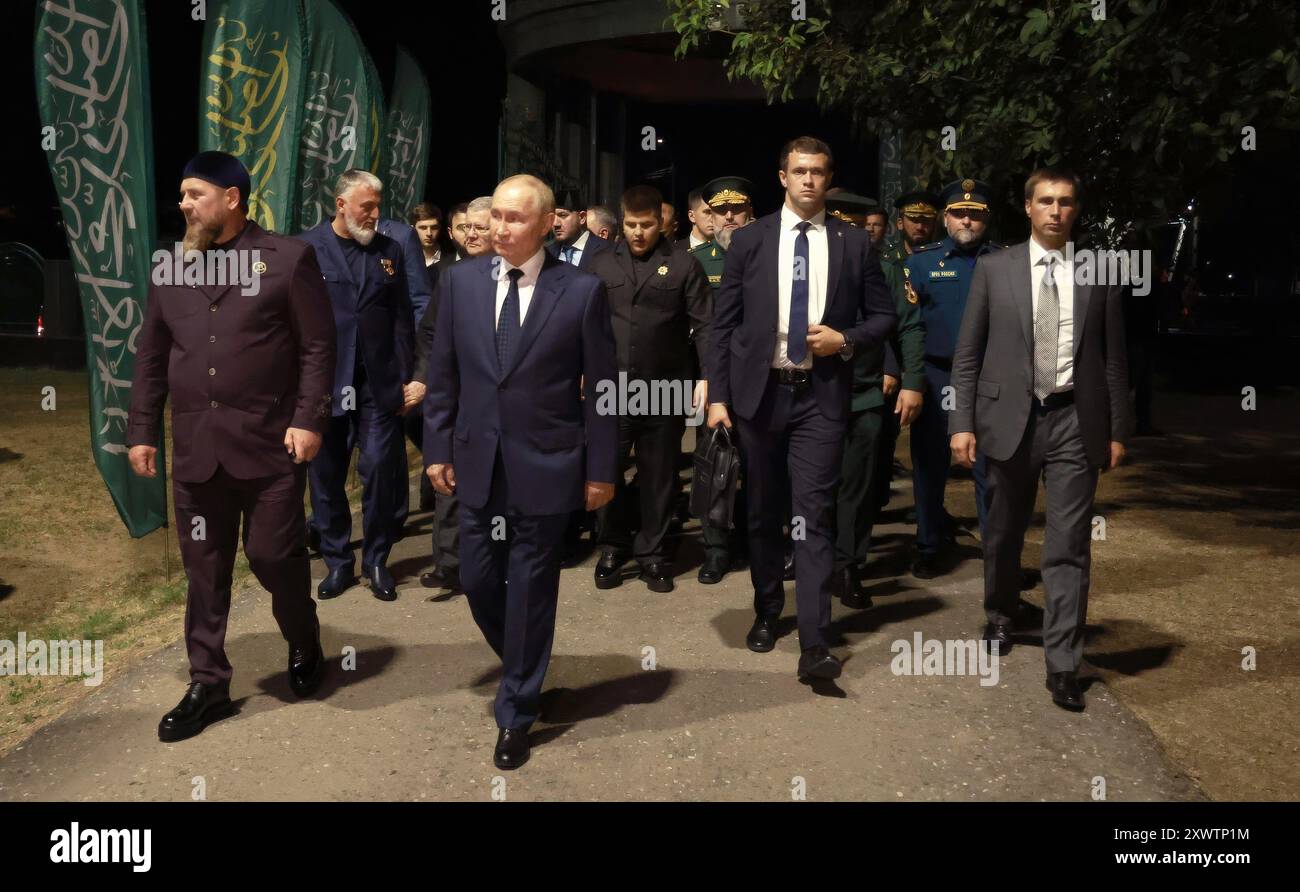 Akhmat-Yurt, Russia. 20th Aug, 2024. Russian President Vladimir Putin ...