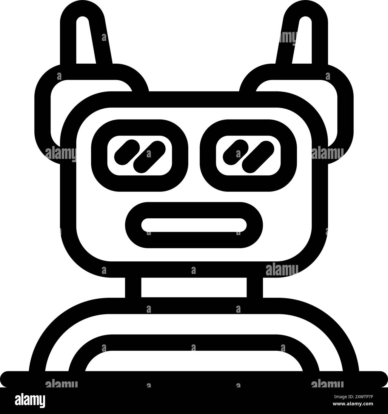 Simple icon of a robot chatbot with antennas, expressing itself with ...