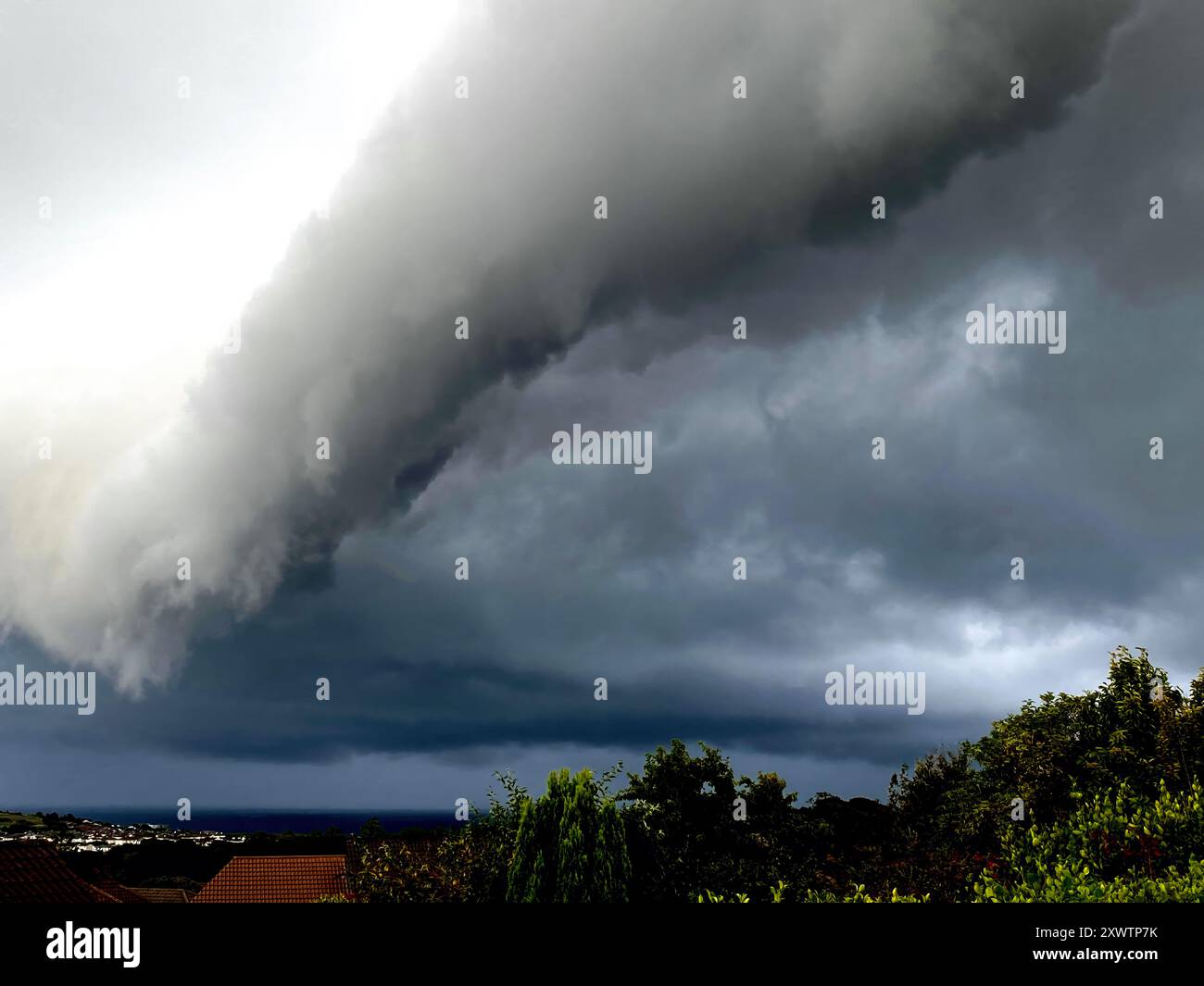 Roll cloud infant of a big storm over Onchan, Isle of Man Stock Photo ...