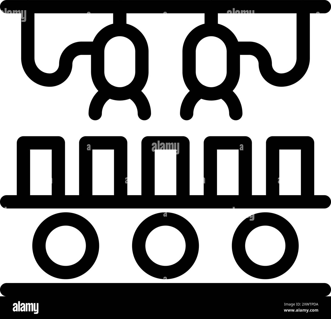 Factory workers manufacturing line production icon outline vector Stock ...