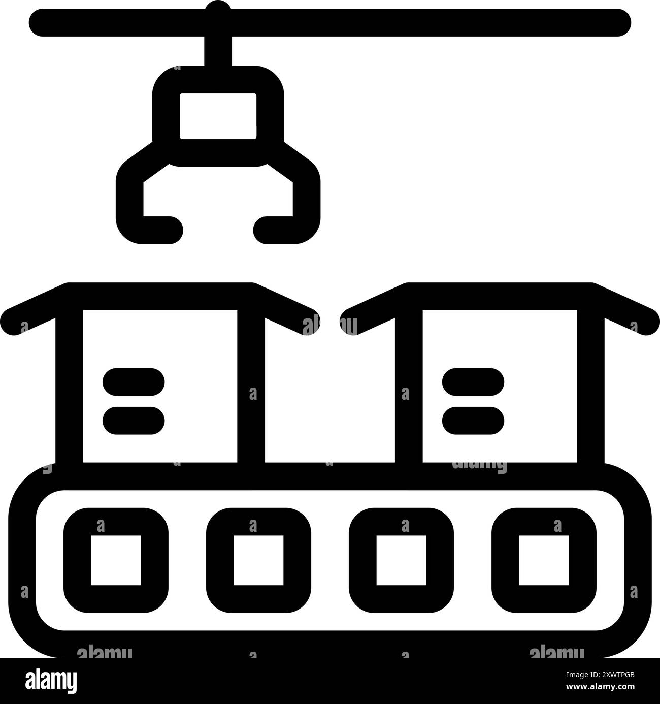 Robotic arm is picking up and moving boxes on a conveyor belt in a ...