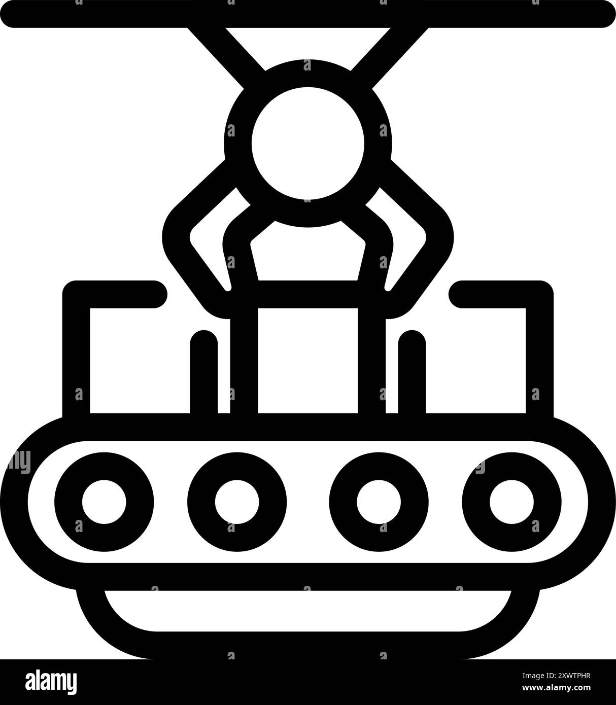 Robotics technology is lifting an object on a conveyor belt in a ...