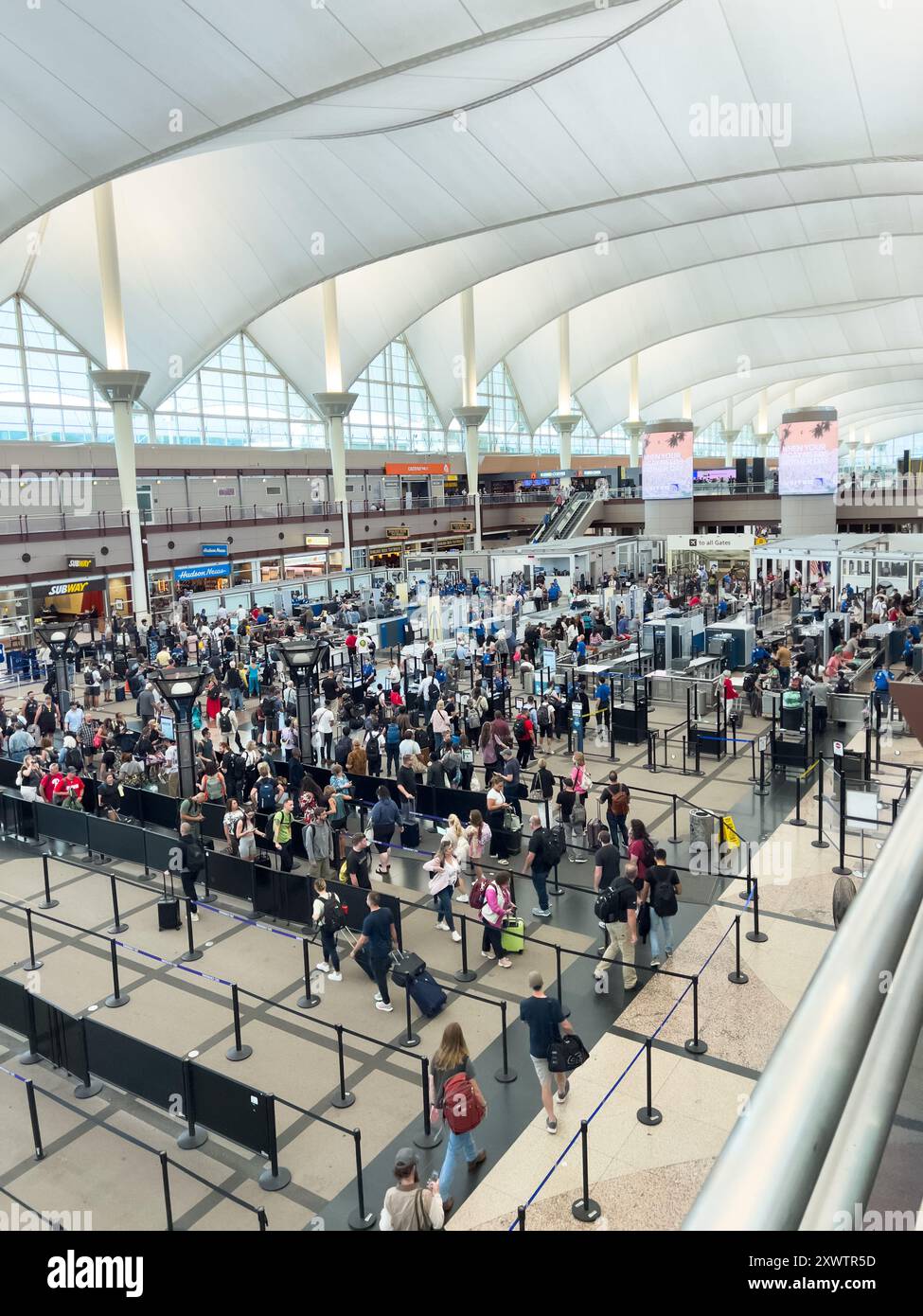 Busy TSA Security Checkpoint Line at Denver International Airport Stock ...