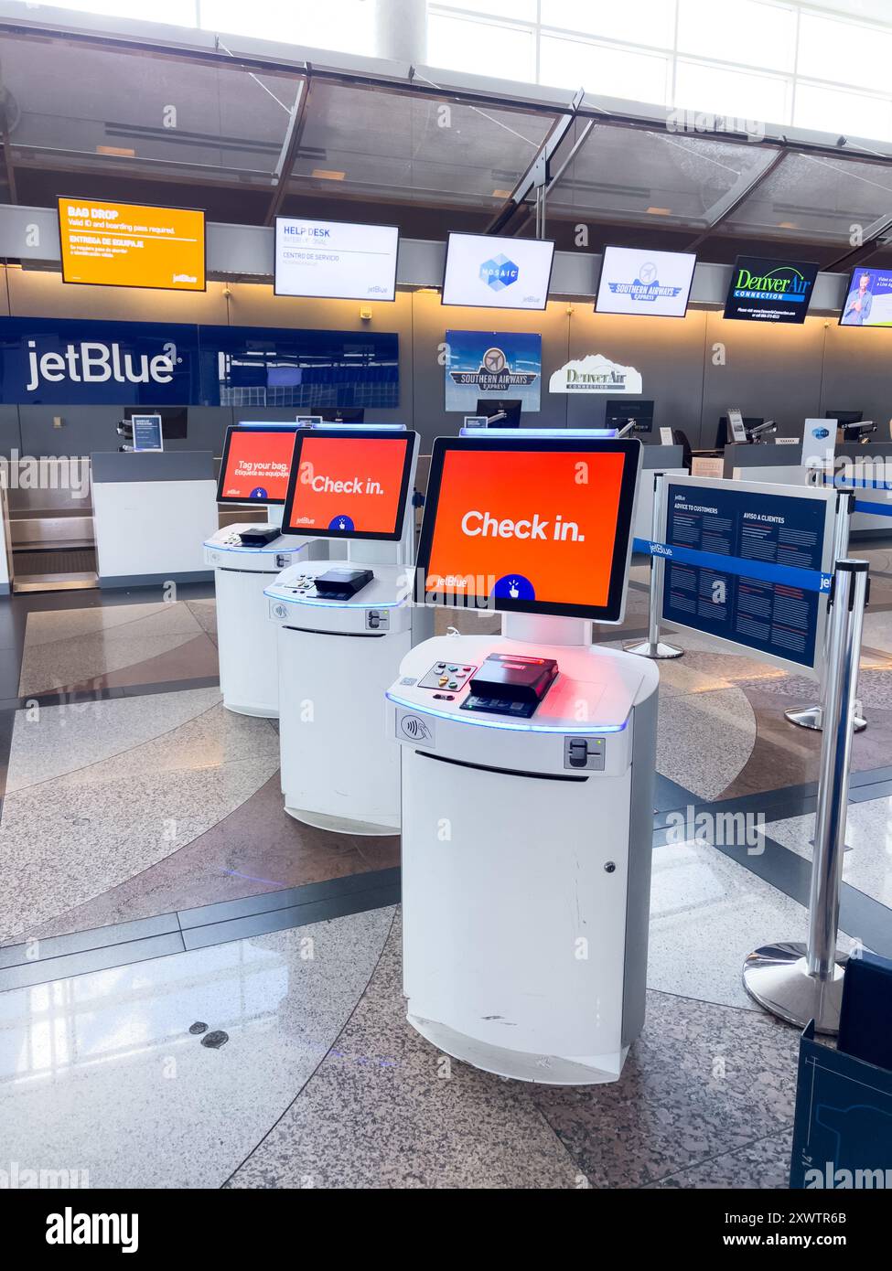 Self Check-In Kiosks at Denver International Airport Terminal Stock ...