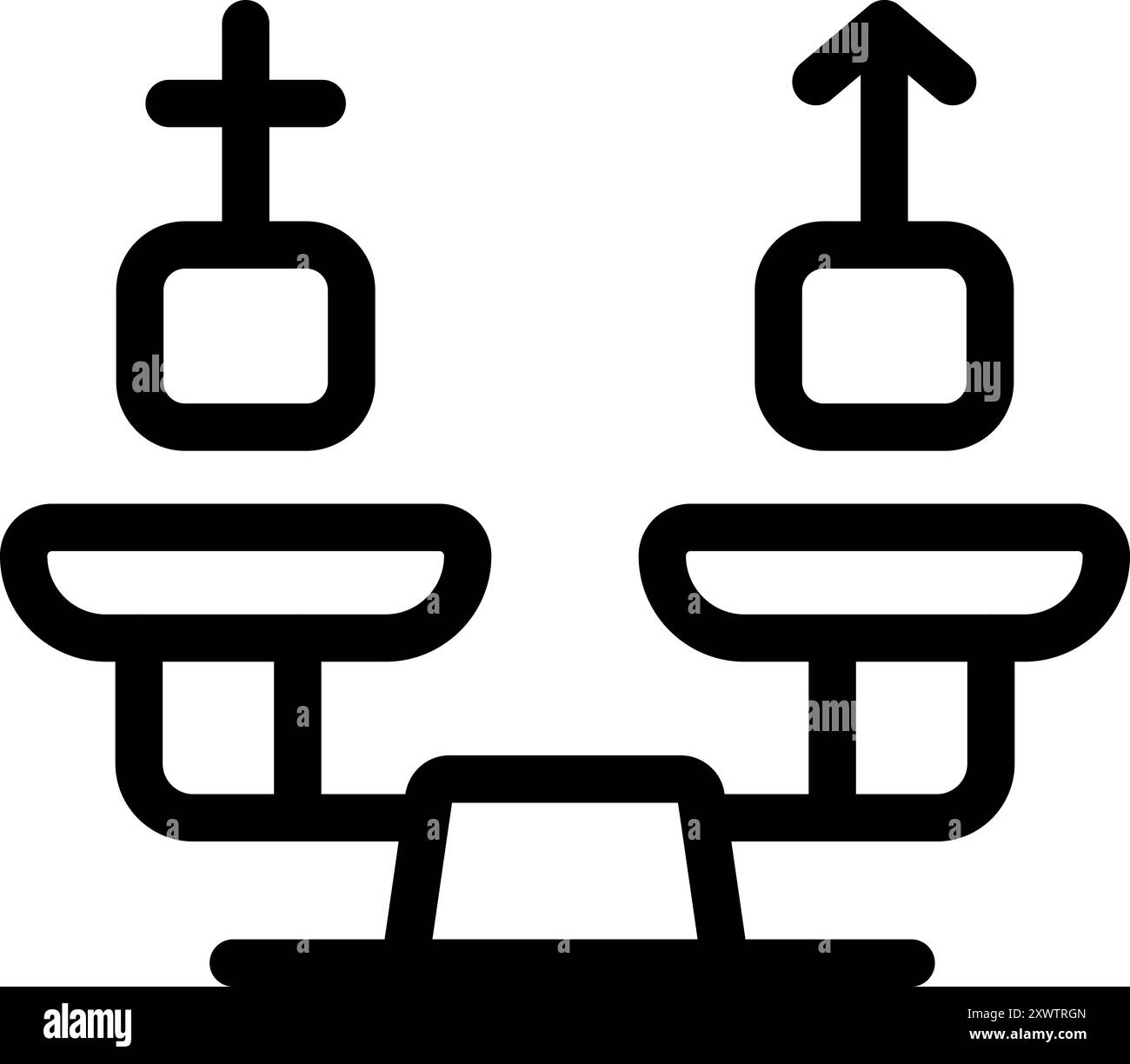 Balance scale weighing the symbols of religion and gender equality ...