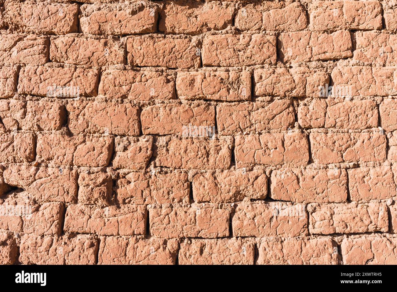 Texture of earth and adobe wall with cracks and grooves in the Andes ...