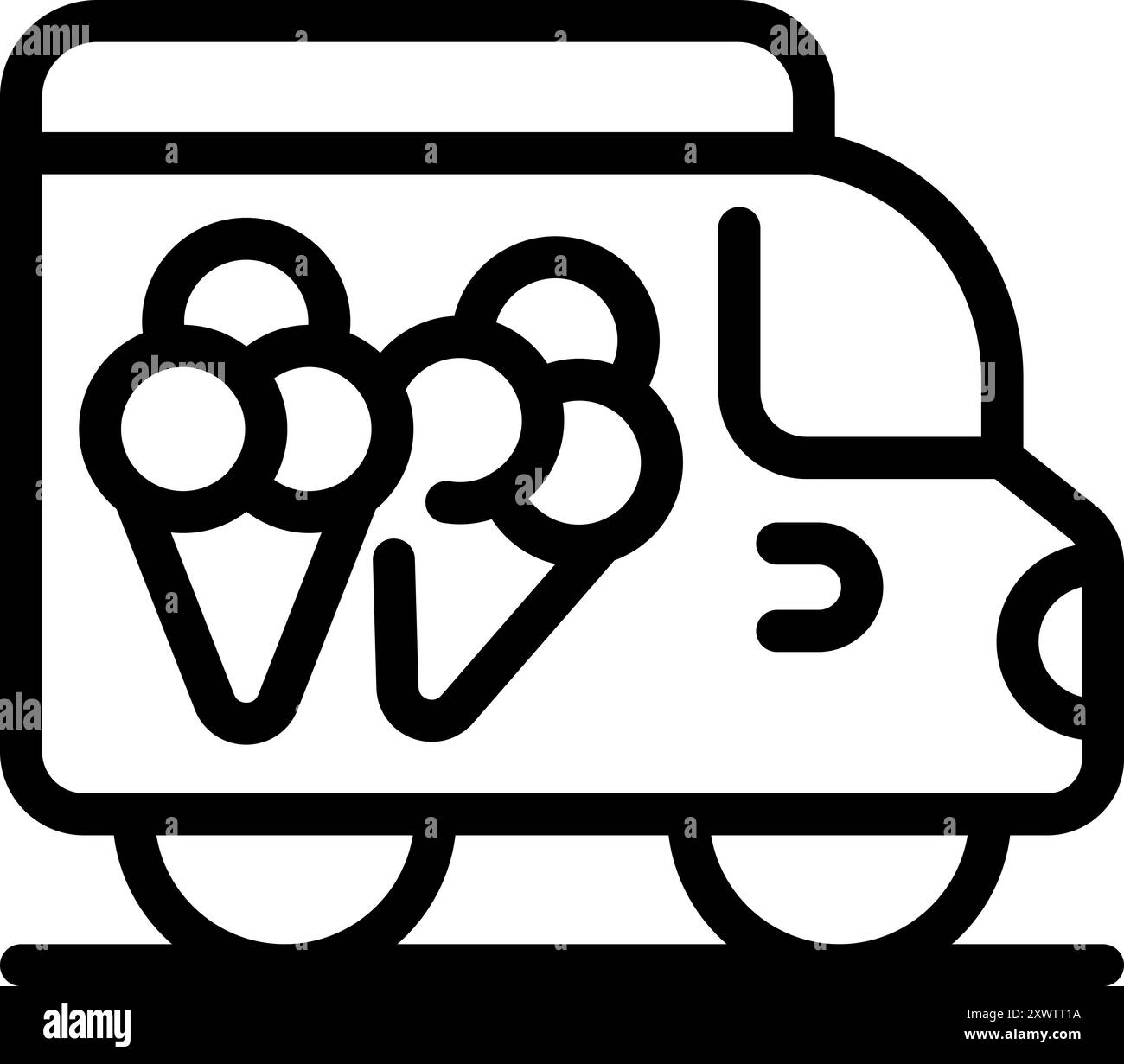 Simple line art icon of an ice cream truck selling frozen treats Stock ...