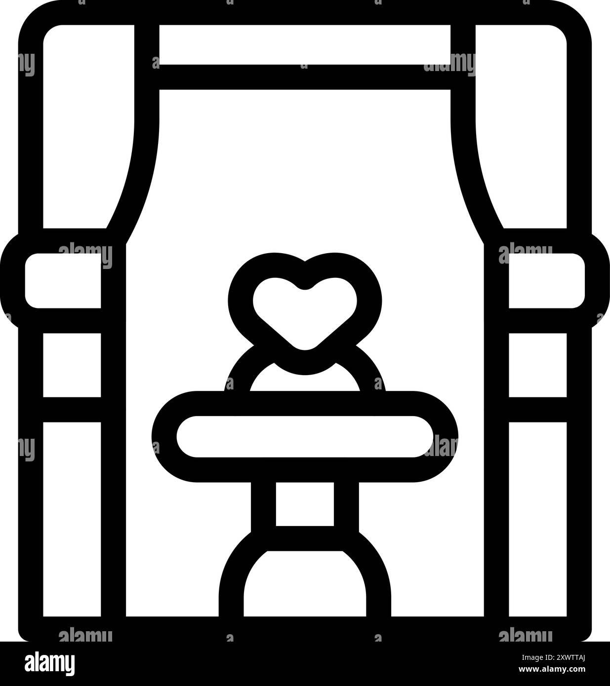 This black and white vector illustration represents a wedding ceremony ...