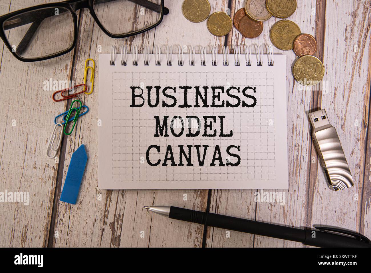 Business model canvas, Concept, Wooden blocks with slogan business ...