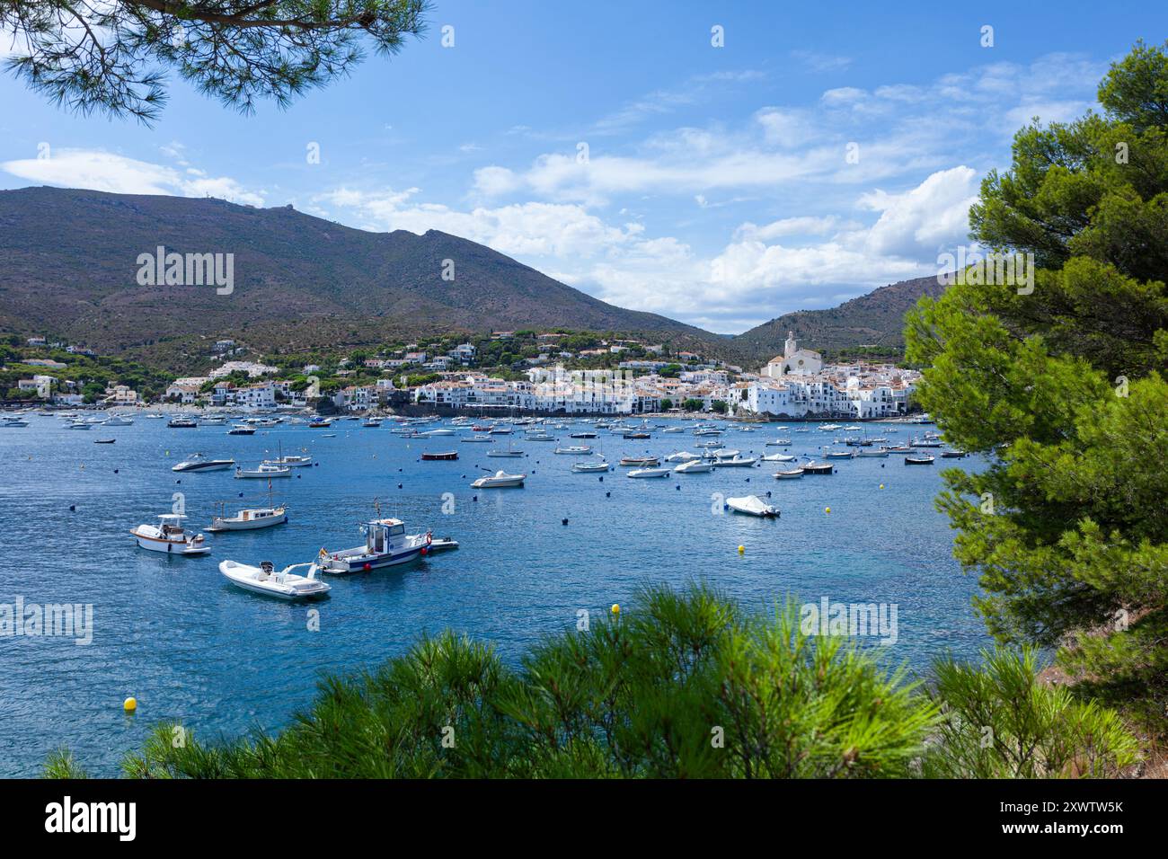 The picturesque town and bay of Cadaqués, situated in the middle of the ...