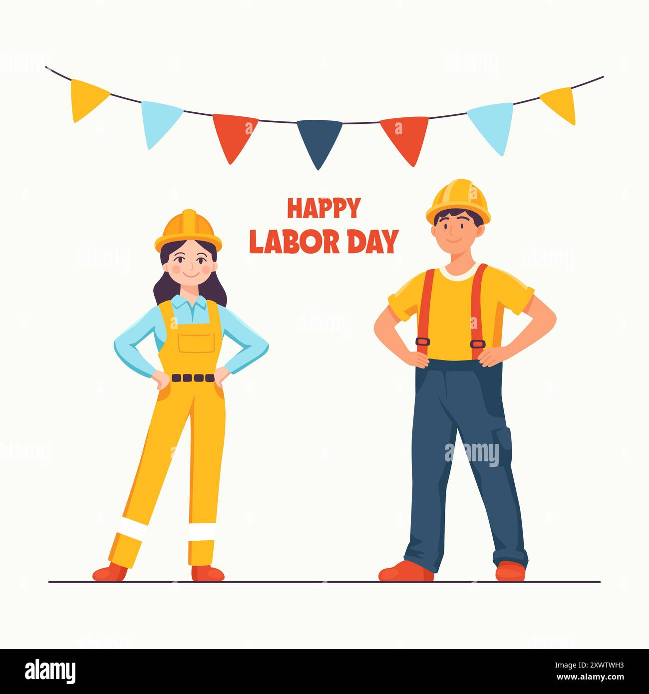 Construction Workers Man, Woman. Labor Day Concept. Male, Female ...