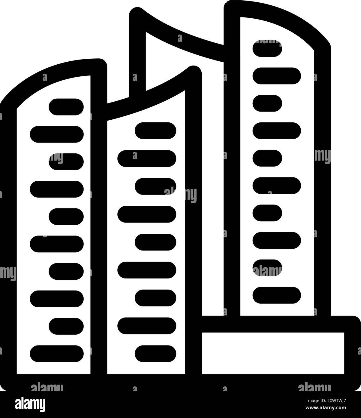 Simple vector illustration featuring three skyscrapers, symbolizing ...